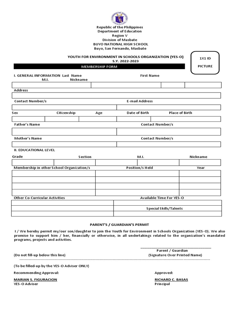 Yes-O Form | PDF | Government