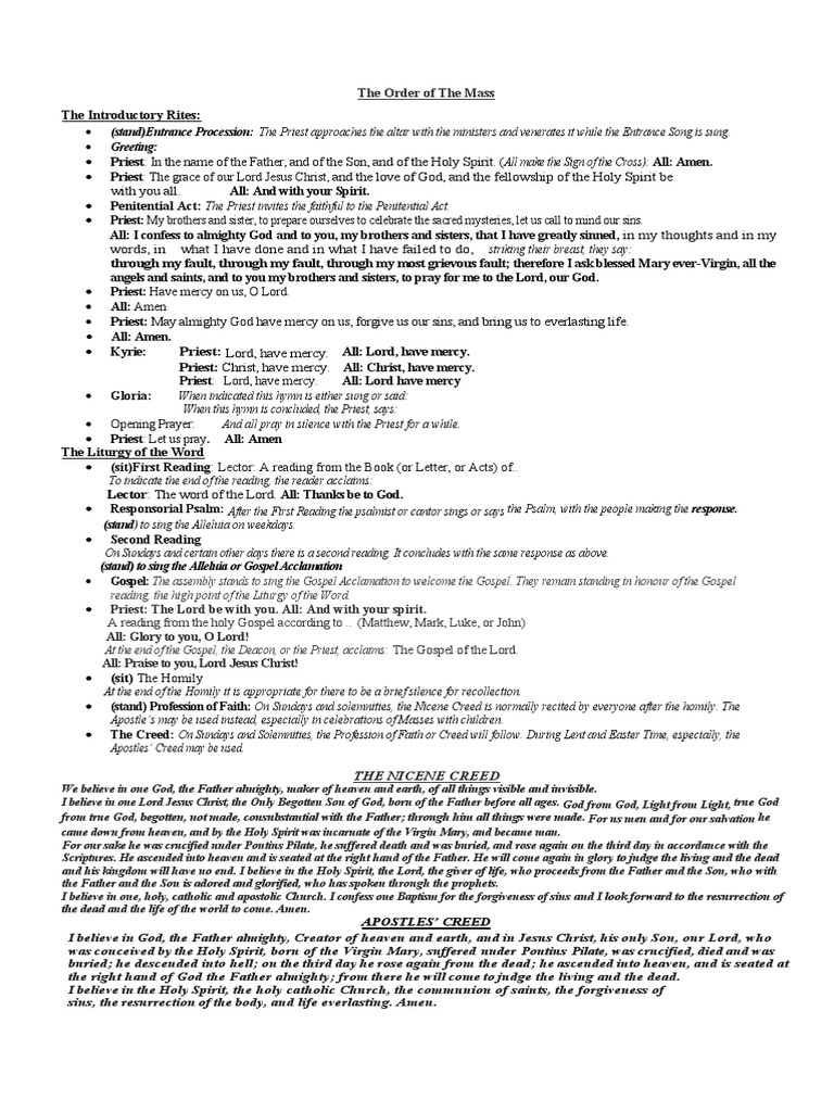 The Order of Mass.1docx | PDF | Mass (Liturgy) | Eucharist