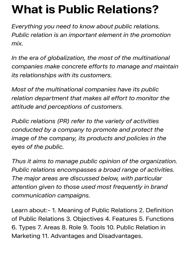 What Is Public Relations? - Meaning, Definitions, Objectives and Types ...