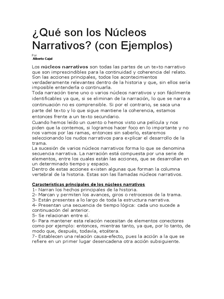 Qué Son Los Núcleos Narrativos | PDF | Narración