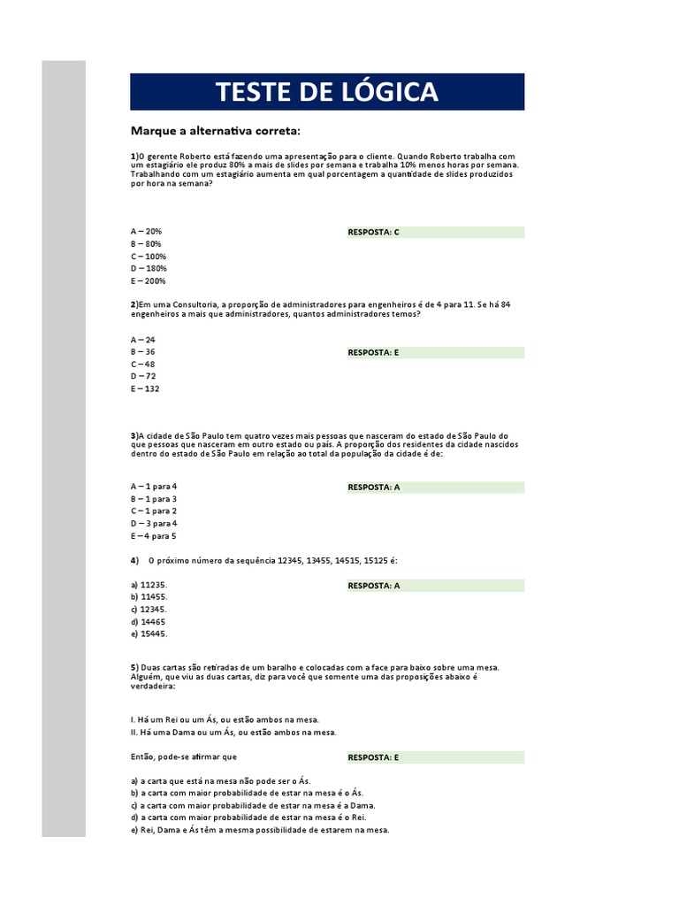 Teste Lógica 2.0 | PDF