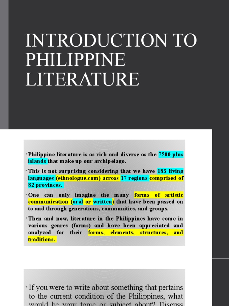 Introduction To Philippine Literature | PDF | Poetry | Narrative