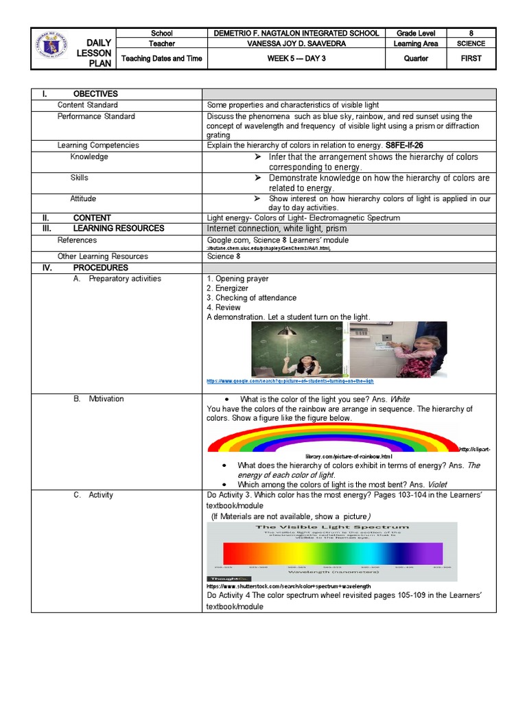 DLP Sci8 W5-3 | PDF | Color | Electromagnetic Spectrum