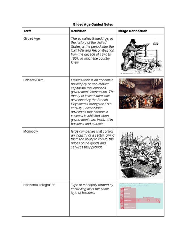 Gilded Age Guided Notes | Download Free PDF | Laissez Faire | Economic ...