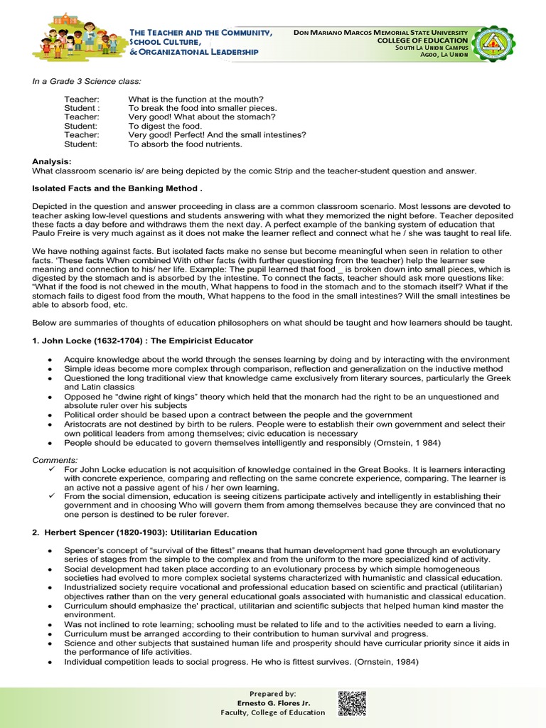 Lesson 1 Philosophical Thoughts On Education | PDF | Learning | Pedagogy