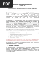 Modelo de Acta de Constitucion y Estatutos Asociacion | PDF | Liquidación | Quórum