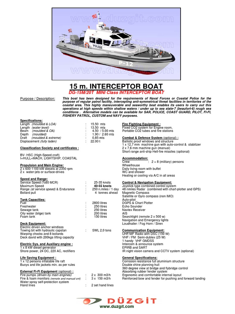Dg-15M/20T Mini Class Interceptor Boat | PDF | Interceptor Aircraft ...