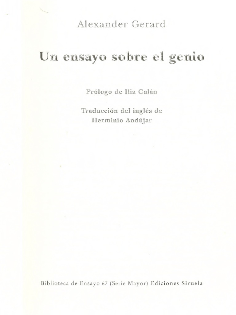 GERARD Ensayo Sobre Genio | PDF