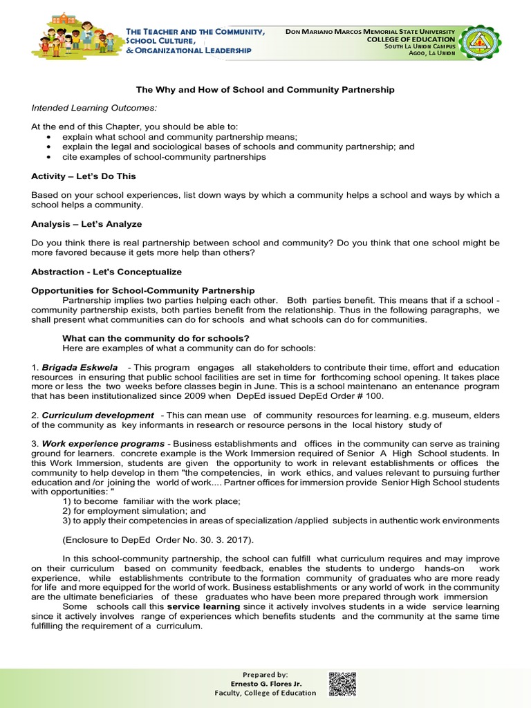 Lesson 6 The Why and How of School and Community Partnership | PDF ...