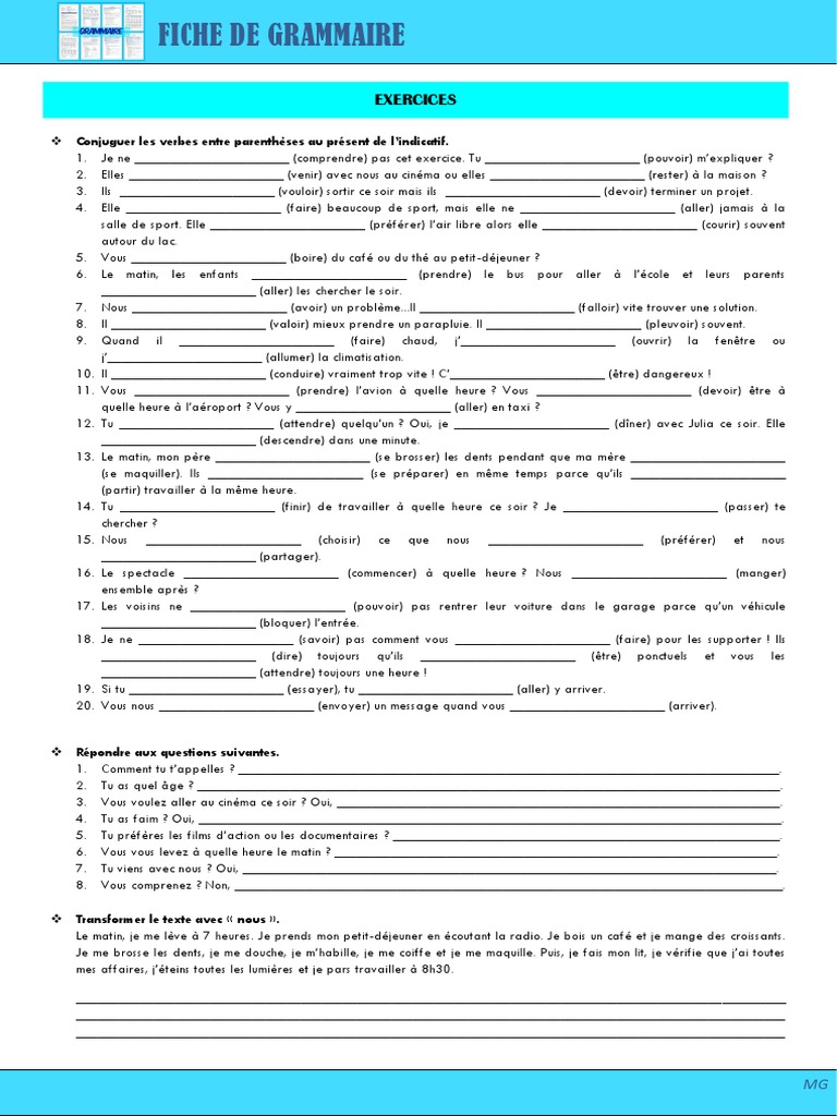 A1 - Grammaire - Present de Lindicatif 3 | PDF