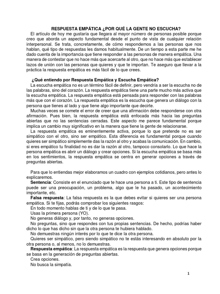 Respuesta Empática | PDF | Empatía | Cognición