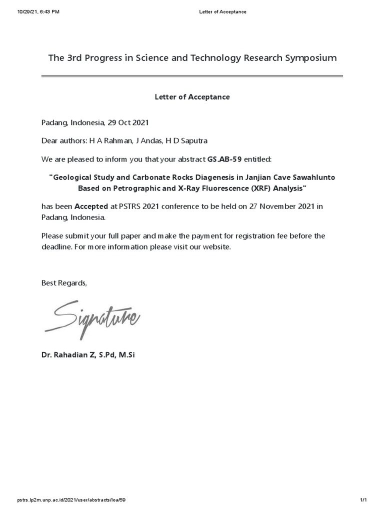 Letter of Acceptance | PDF
