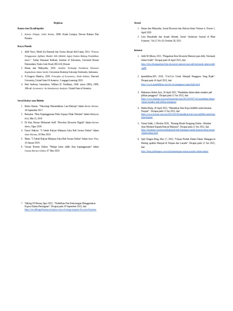 Contoh Penulisan Rujukan Kerja Kursus Pengajian Am | PDF