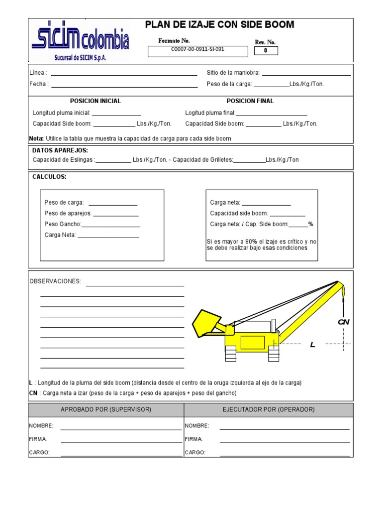 CO007-00-0911-SI-091 Plan - de - Izaje - Con - Side - Boom | PDF