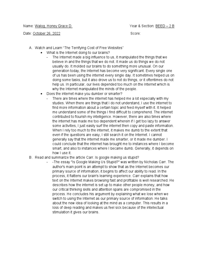 Is Google Making Us Stupid? Does The Internet Make Us Dumber or Smarter ...