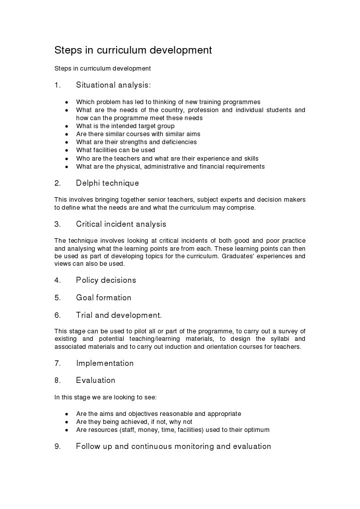 Curriculum Development Process Steps | PDF | Career & Growth