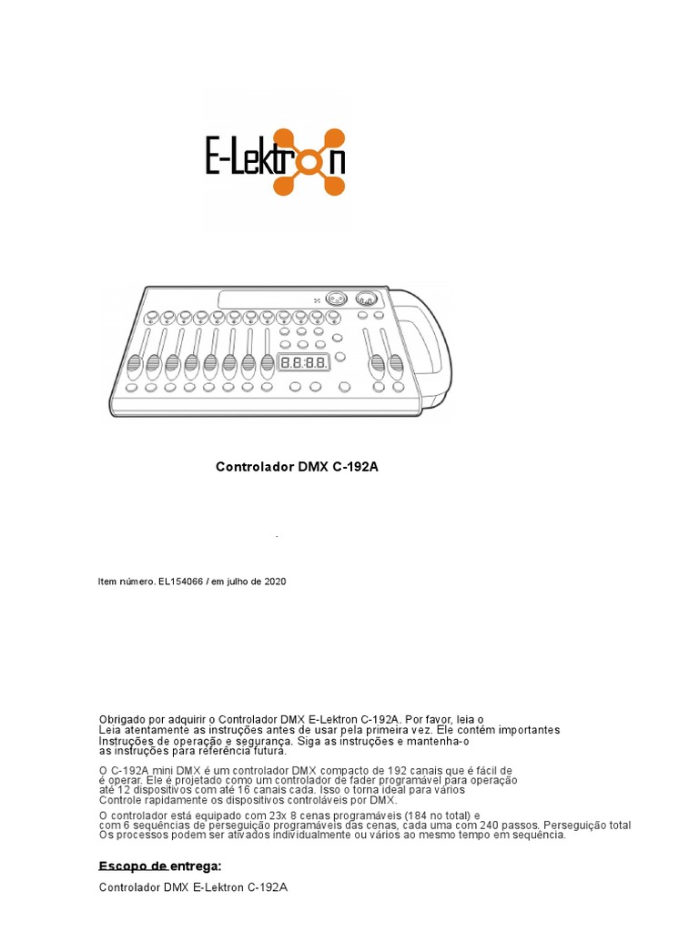 Manual do Controlador DMX C-192A | PDF | Armazenamento de dados de ...