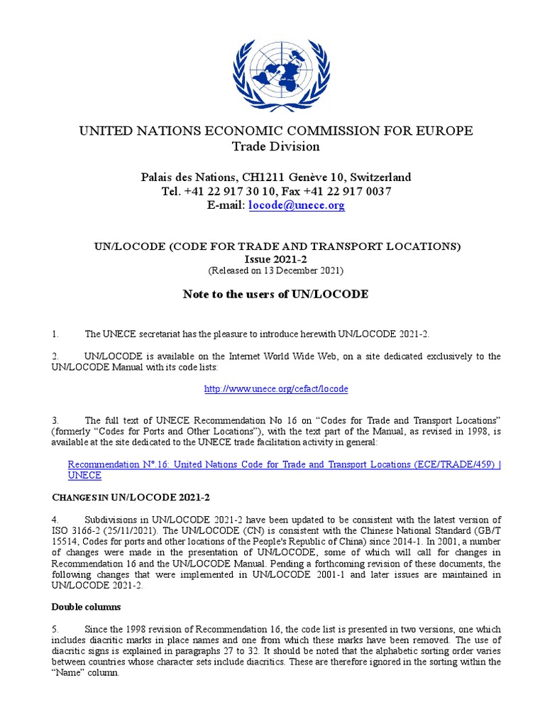 2021-2 UNLOCODE SecretariatNotes | PDF | Linguistics | Written ...