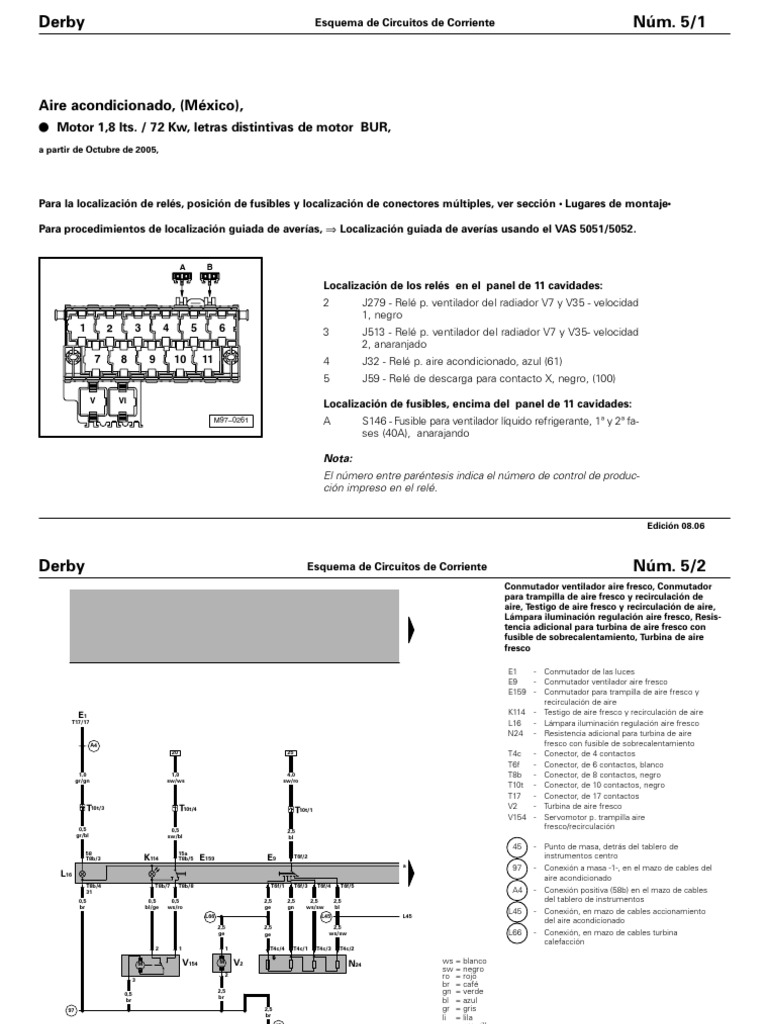Manual de Esquemas de Circuitos de Corriente Aire Acondicionado Derby (2005) E5 | Descargar ...