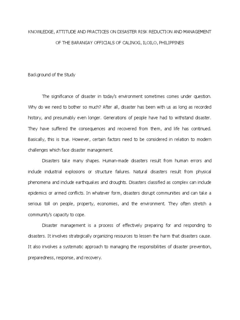 Disaster Risk Management in Calinog, Iloilo | PDF | Intention | Behavior