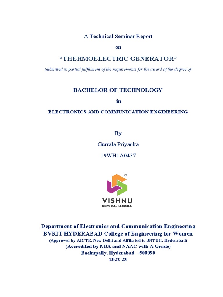 IV Year Technical Seminar Report Format 2022-23 | PDF | Temperature ...