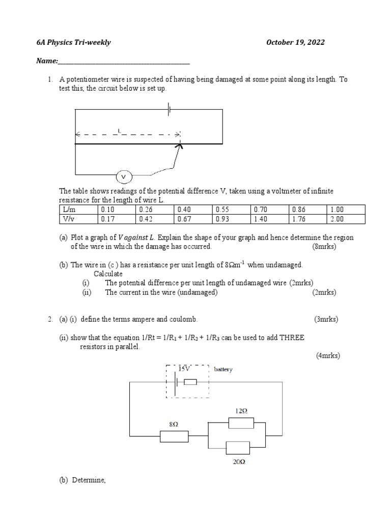 6a Unit 2 2022 | Download Free PDF | Voltage | Electrical Resistance And Conductance