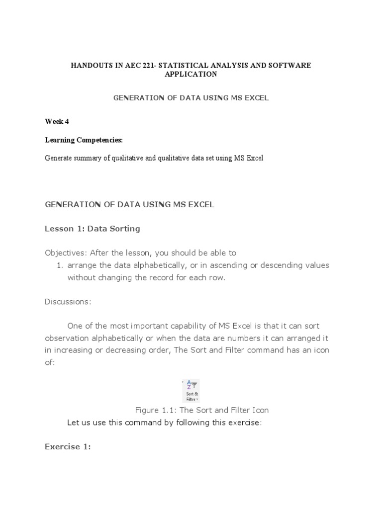 Generation Of Data Using Ms Excel Pdf Computer Programming Computing 3930