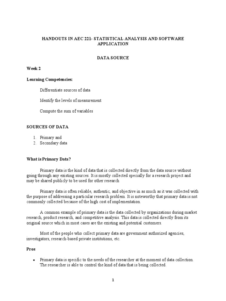 Data Source | PDF | Level Of Measurement | Summation