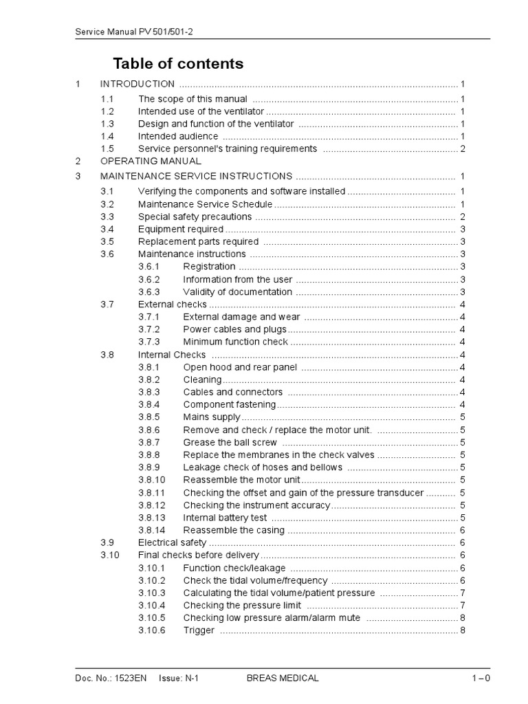 Breas PV501 - Service Manual | PDF | Electrical Connector | Valve