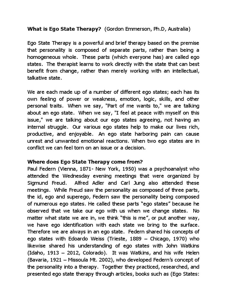 What Is Ego State Therapy and What Are Ego States | PDF | Id ...