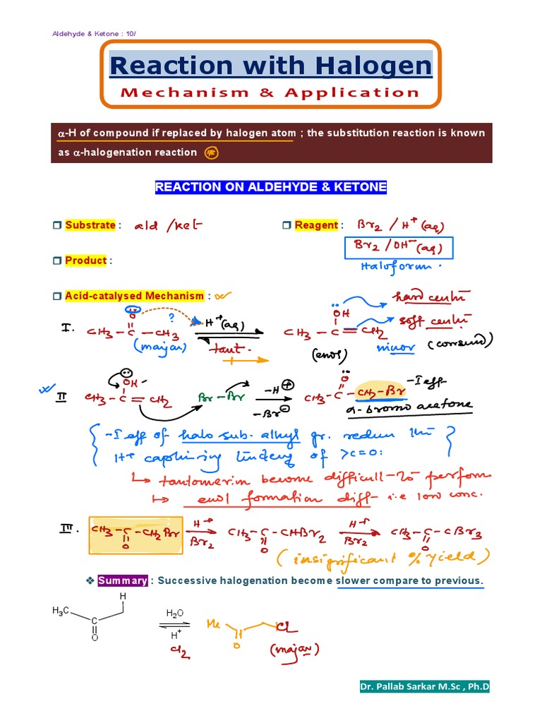 10_Reaction with Halogen | PDF | Aldehyde | Ketone