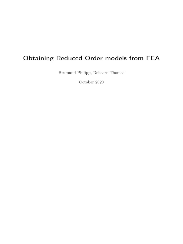 Obtaining Reduced Order Models From FEA | PDF | Finite Element Method | Matrix (Mathematics)