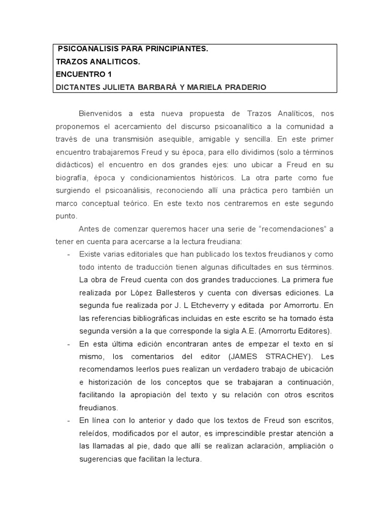 Metodo Freudiano CURSO PRINCIPIANTES (1922) | PDF | Psicoanálisis ...