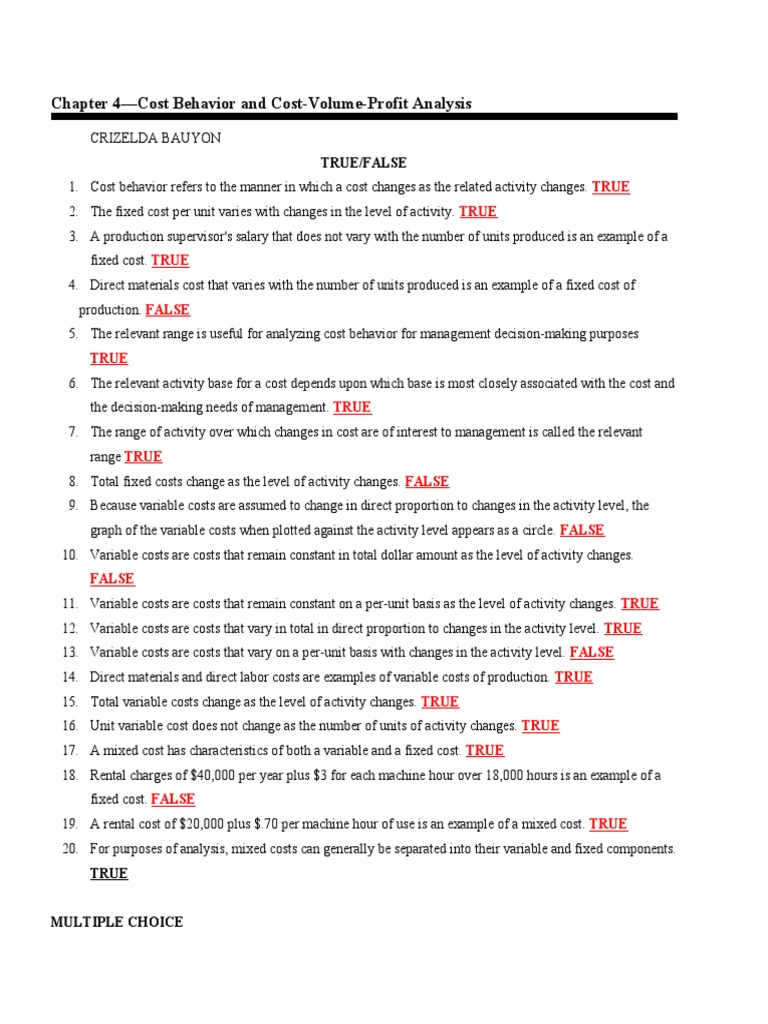 Assignment #2 - Cost Behaviro and High Low Method - Without Answer | PDF | Opportunity Cost ...