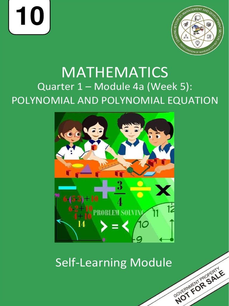 Grade 10 Math Q1 Quarter 1 Module 5 Answer Key PDF Polynomial