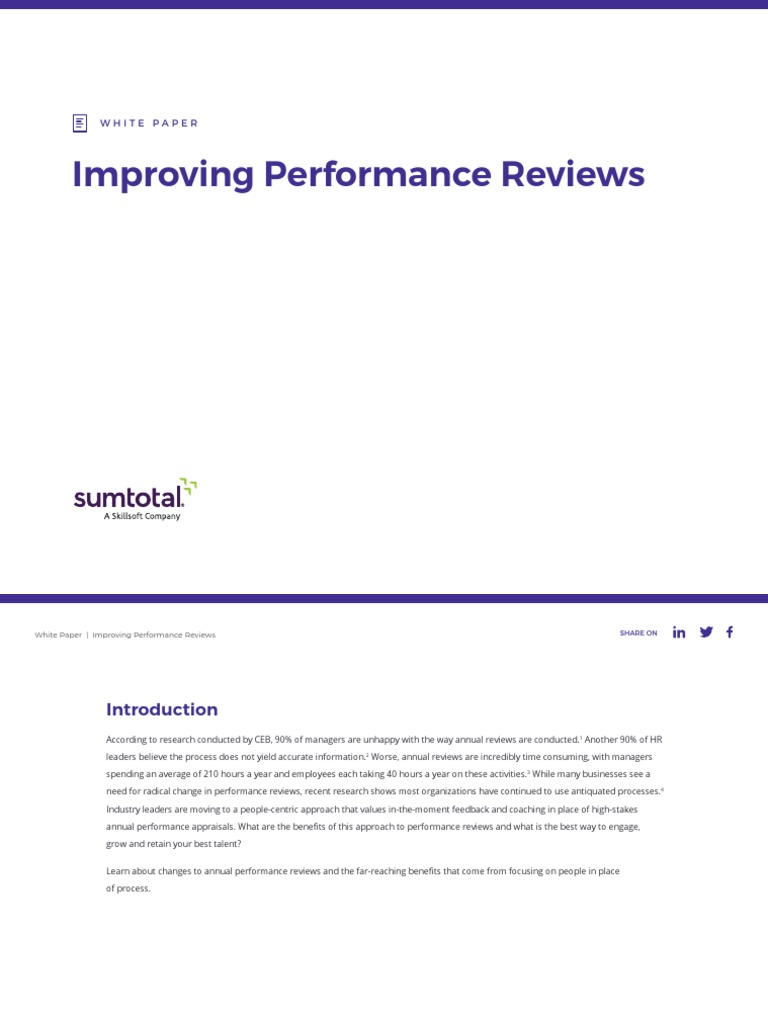 Improving Performance Reviews: White Paper | PDF | Performance ...