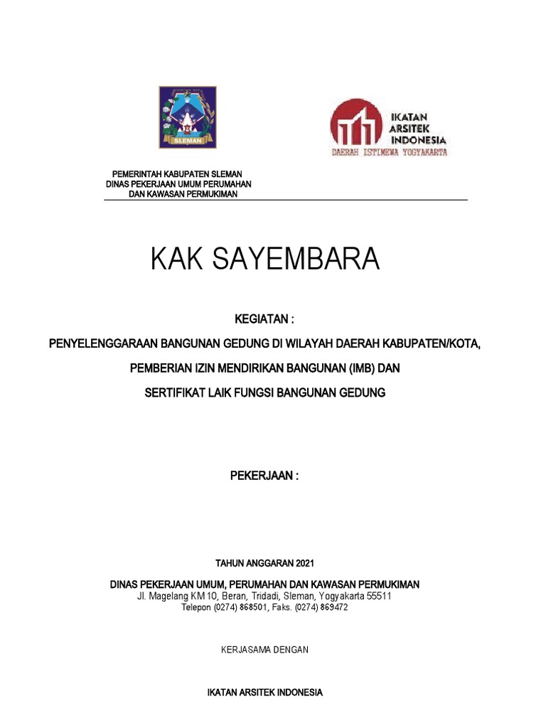 KAK Sayembara RSUD Prambanan | PDF