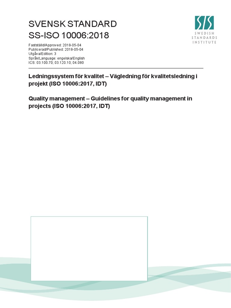 Ss-Iso 10006 - 2018 | PDF