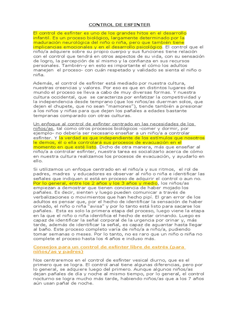 Control de Esfinter | PDF | Sicología | Aprendizaje