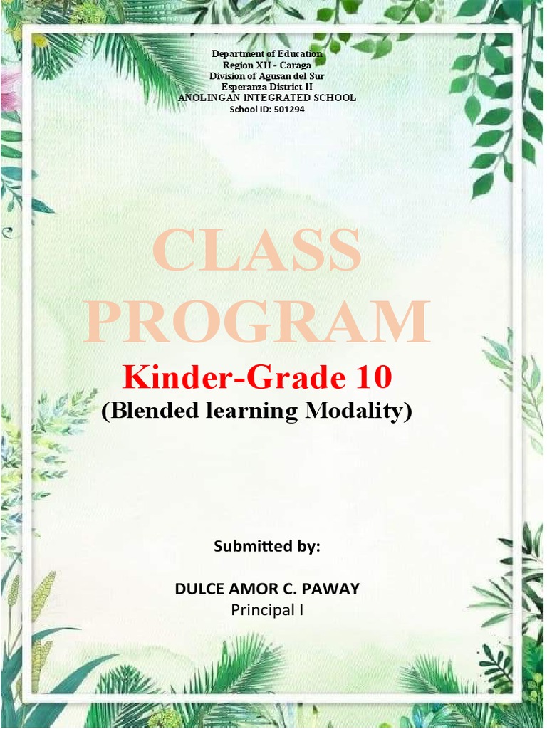 Anolingan Integrated School Class Program | PDF | Social Institutions ...