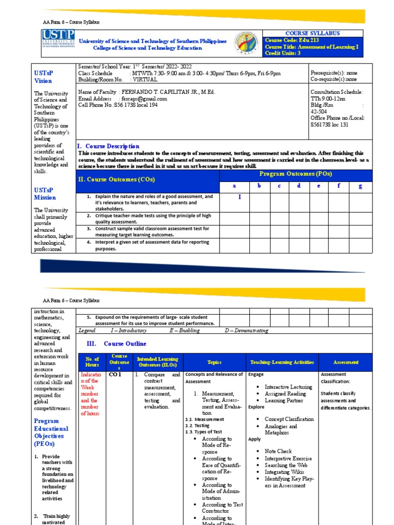 Assessment of Learning 1 1 | PDF | Educational Assessment | Multiple Choice