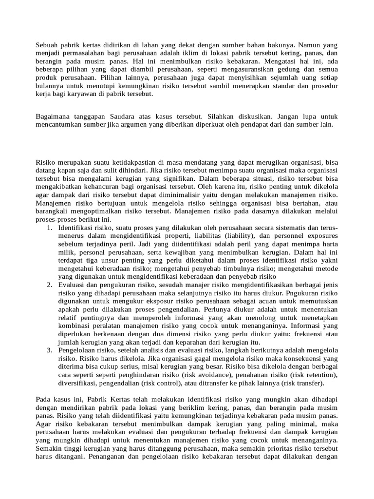 Manajemen Risiko Diskusi 2 | PDF