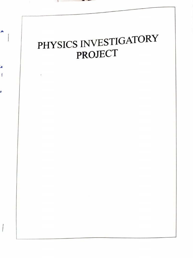 Class 12 Physics Project Sample | PDF | Quantity | Equipment