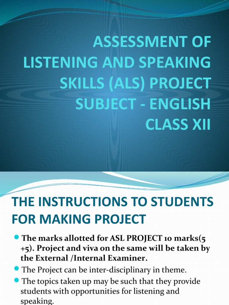 Assesment of Speaking of Listening Skills (Asl PPT) - 2 | PDF ...