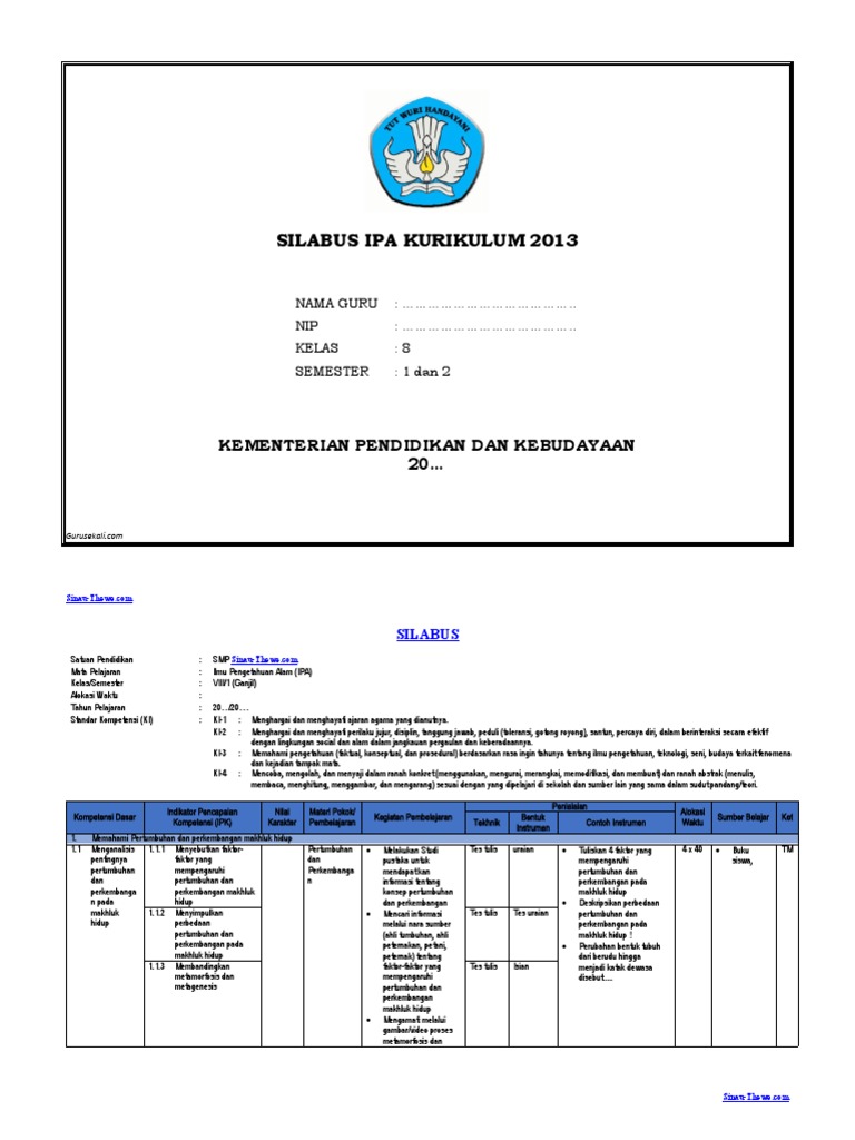 Silabus IPA Kelas 8 | PDF