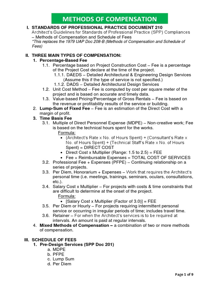 Methods of Compensation | PDF | Per Diem | Architect