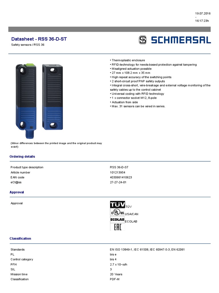 Safety Sensor Datasheet | PDF | Electrical Connector | Insulator ...
