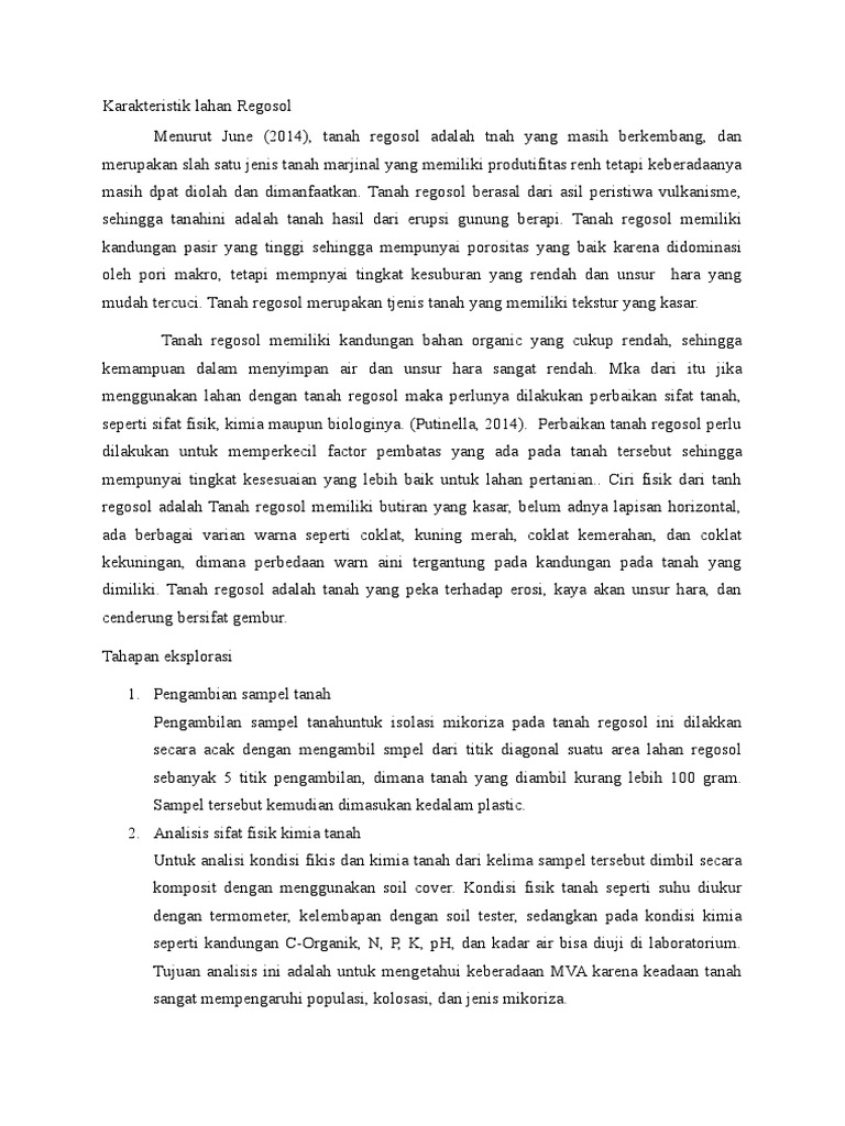 Karakteristik dan Pemanfaatan Tanah Regosol | PDF