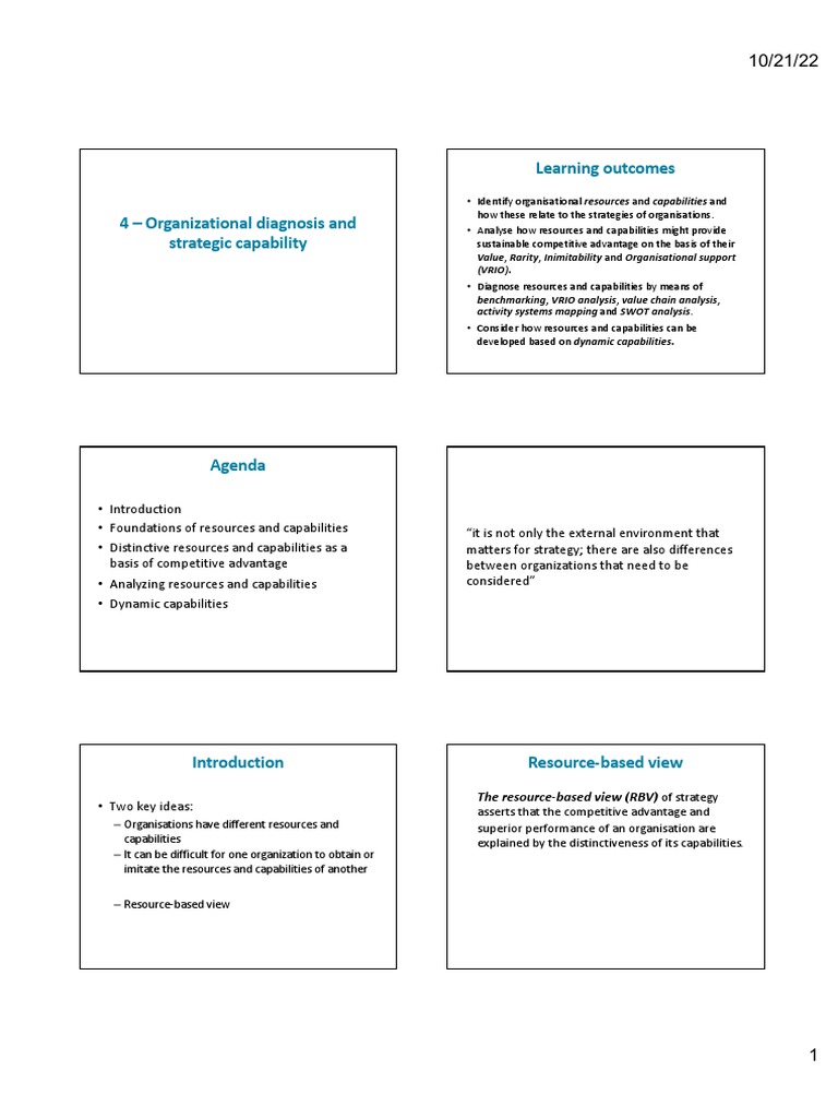 4 - Organizational Diagnosis and Strategic Capability | PDF | Swot ...