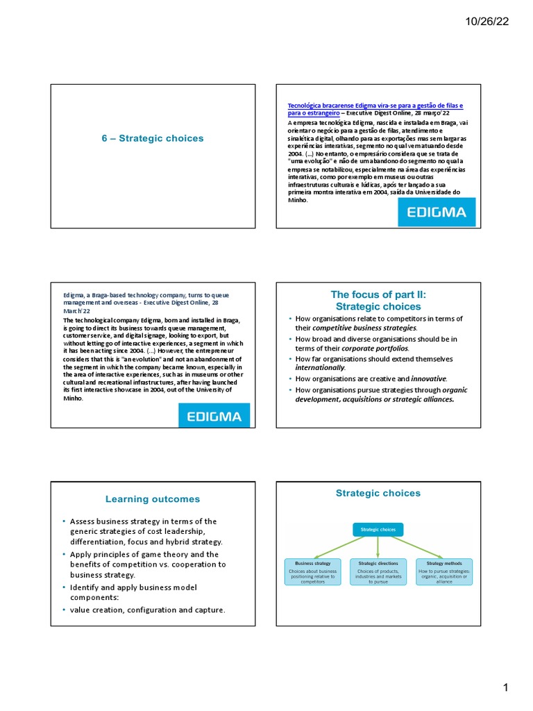 6 - Strategic Choices | PDF | Strategic Management | Business Model